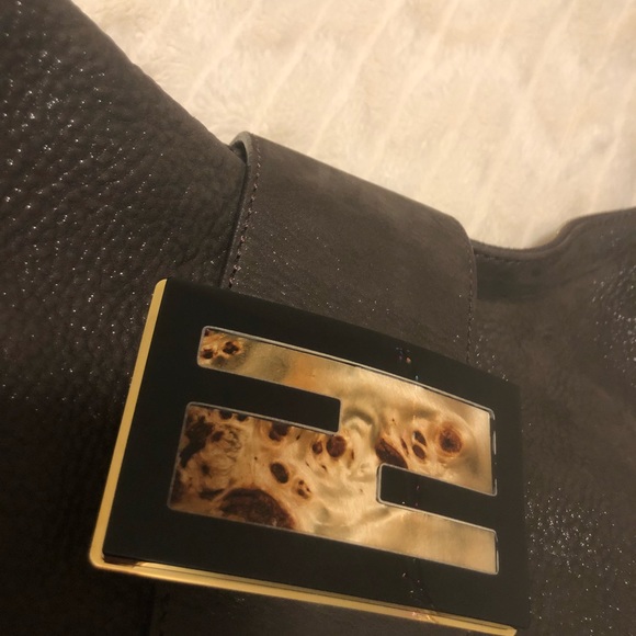 Fendi | Bags | Fendi Shimmer Brown Suede Tortoise Shell Hobo Bag | Poshmark